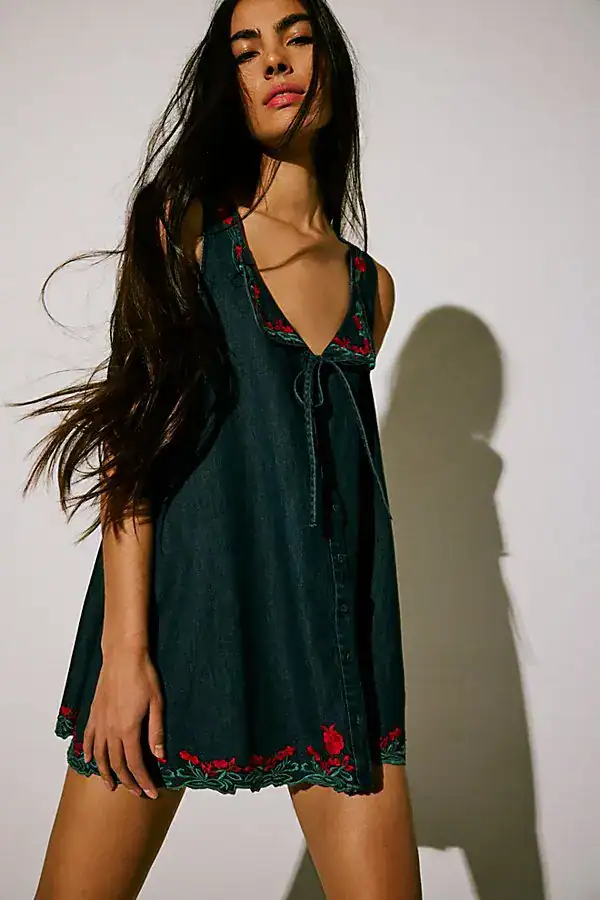 Free People Zina Denim Tunic In Midnight Sky Combo - 53% Off